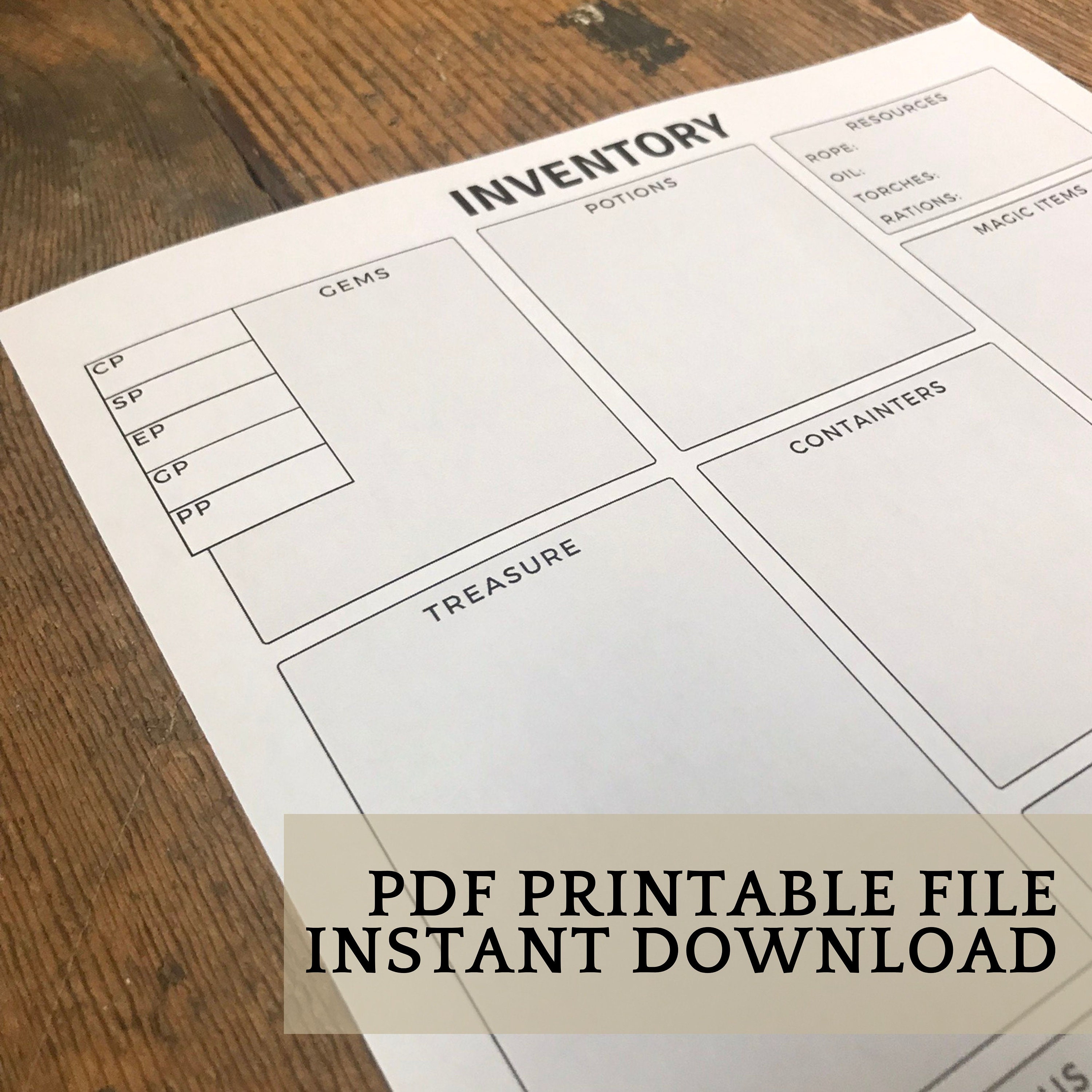 DND Extended Inventory Page - PDF File Printable - Etsy