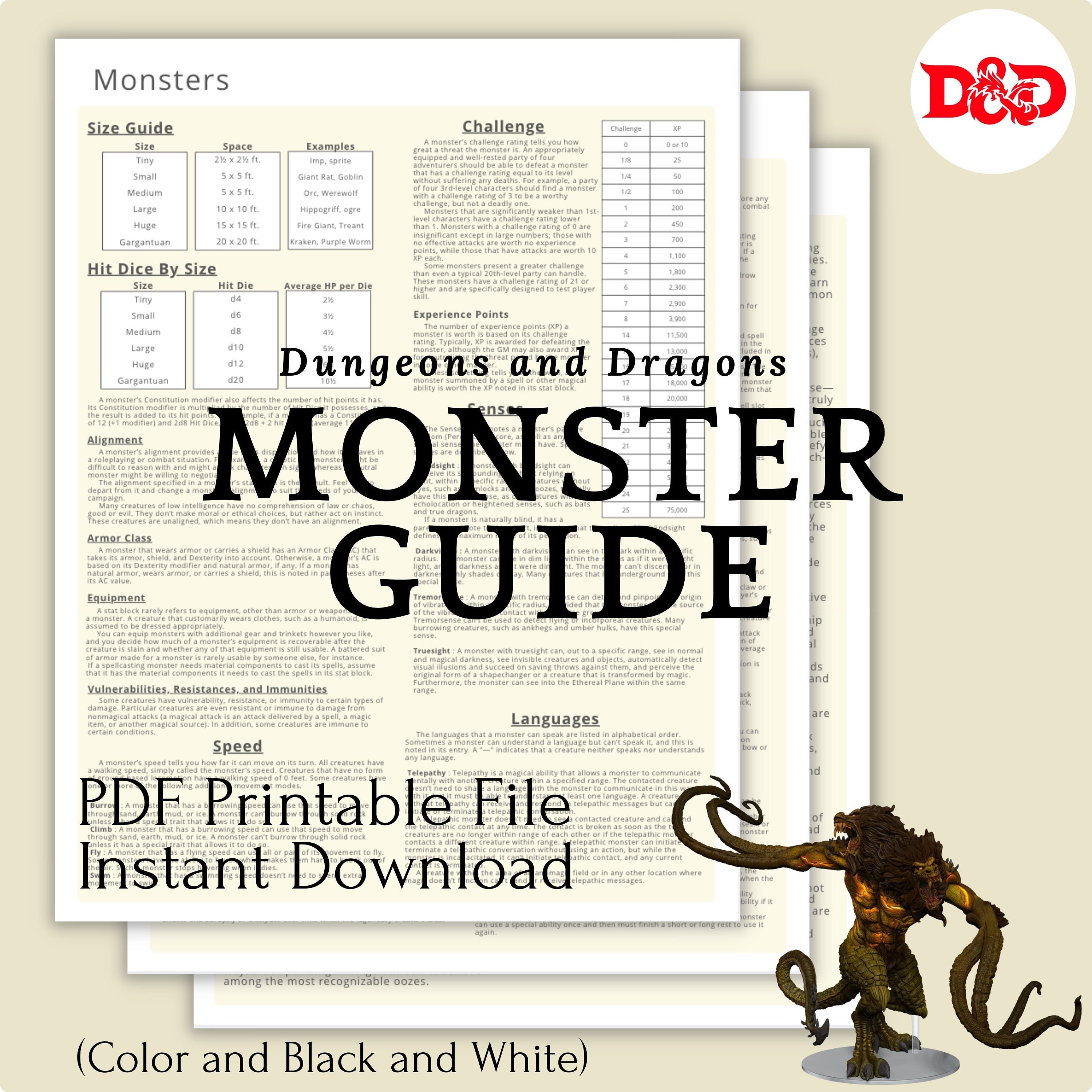 DND Monster Guide - for New Players (or the Easily Confused) - PDF ...
