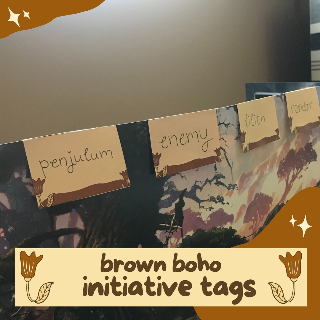 DND Brown Boho Initiative Tags; Combat Order Guide - PDF File Printable ...