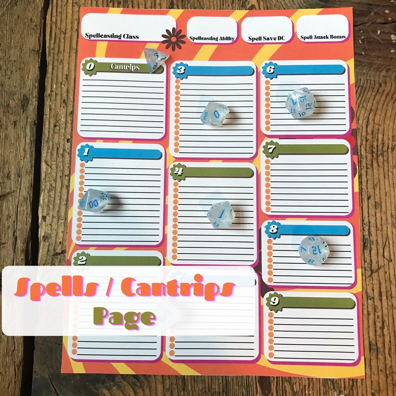 DND Groovy Retro Character Sheet - PDF Printable File - Digital ...