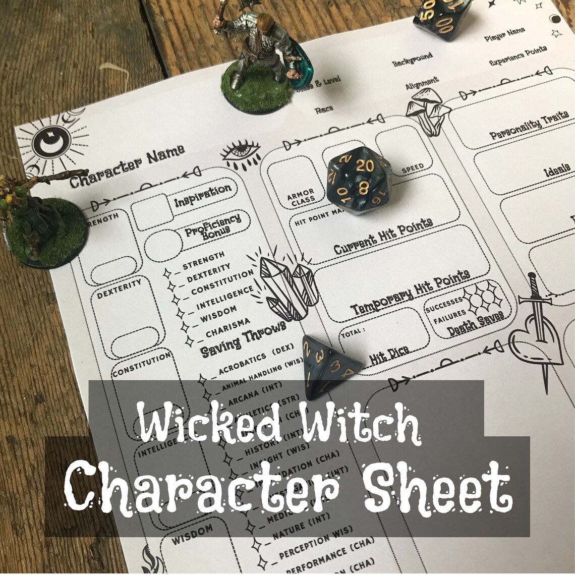 DND Wicked Witch Character Sheet PDF Printable AND Editable - Etsy