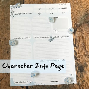 DND Character Sheet Cute Light Blue Floral - Etsy