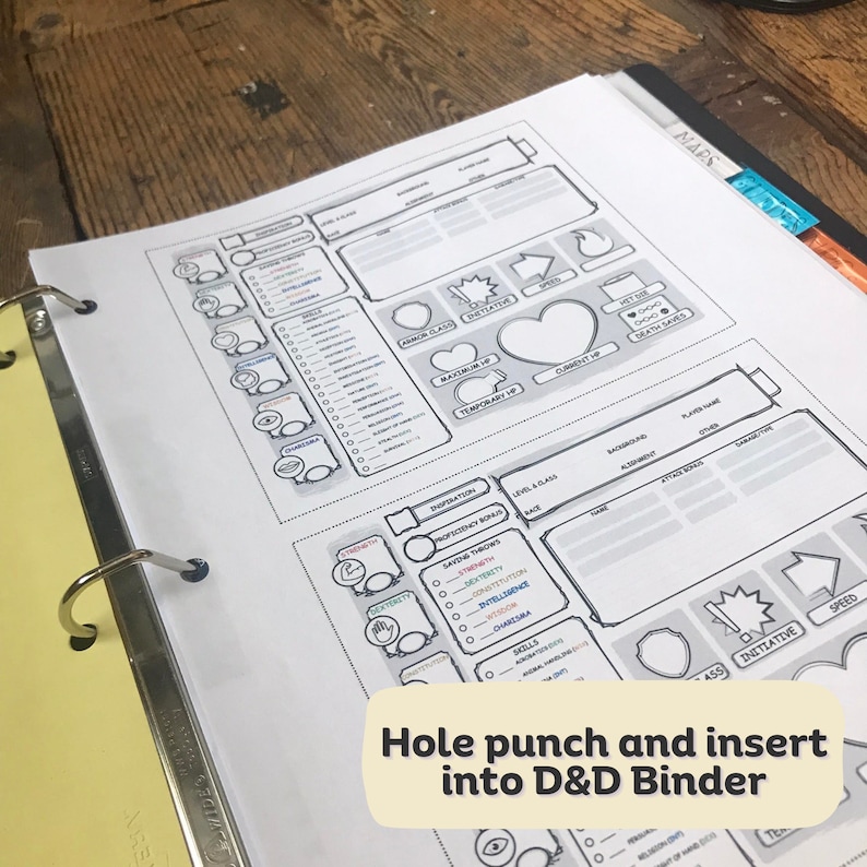 DND Mini Character Sheet Perfect for the Non-permanent - Etsy