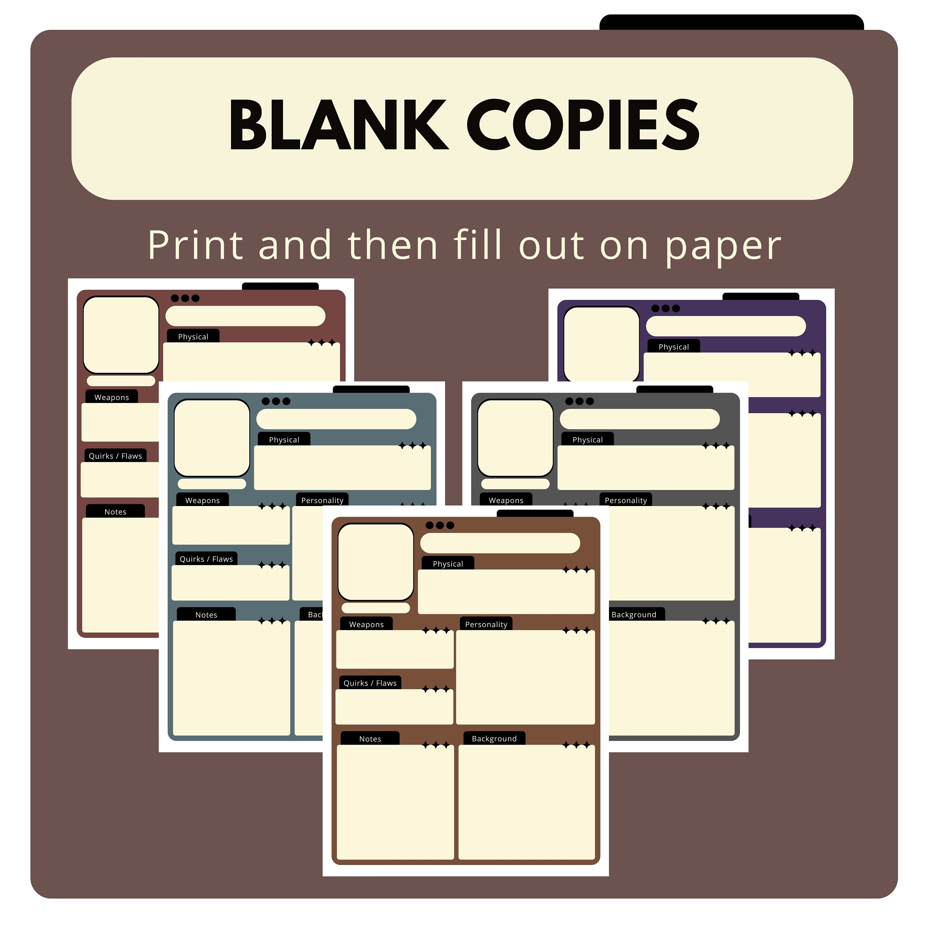 DND Character Sheets for Npc's - Printable / Canva Editable - Etsy