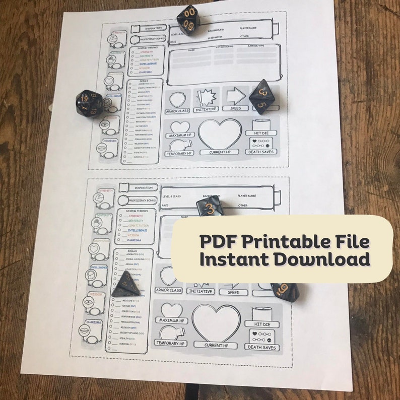 DND Mini Character Sheet - Perfect for the Non-permanent Player, or ...