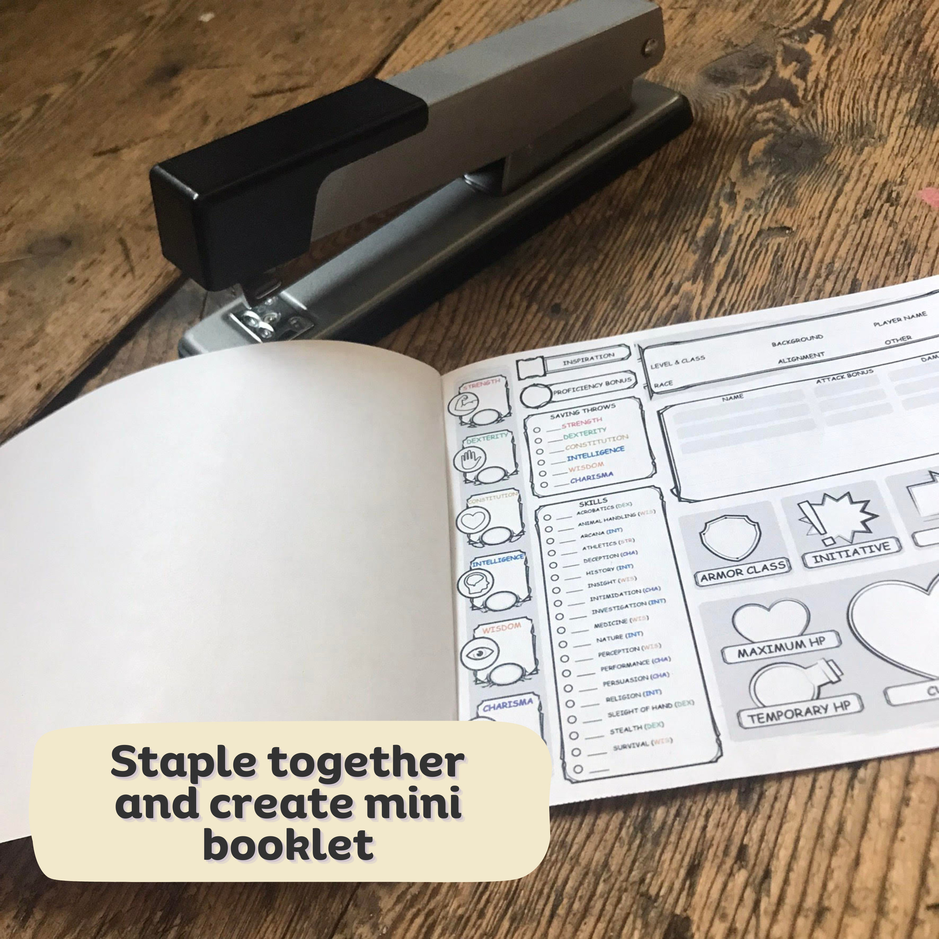 DND Mini Character Sheet Perfect for the Non-permanent - Etsy