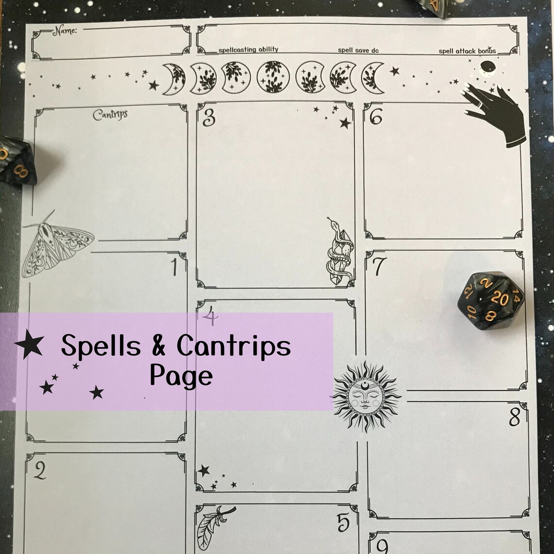 DND Celestial Character Sheet PDF Printable and Editable - Etsy