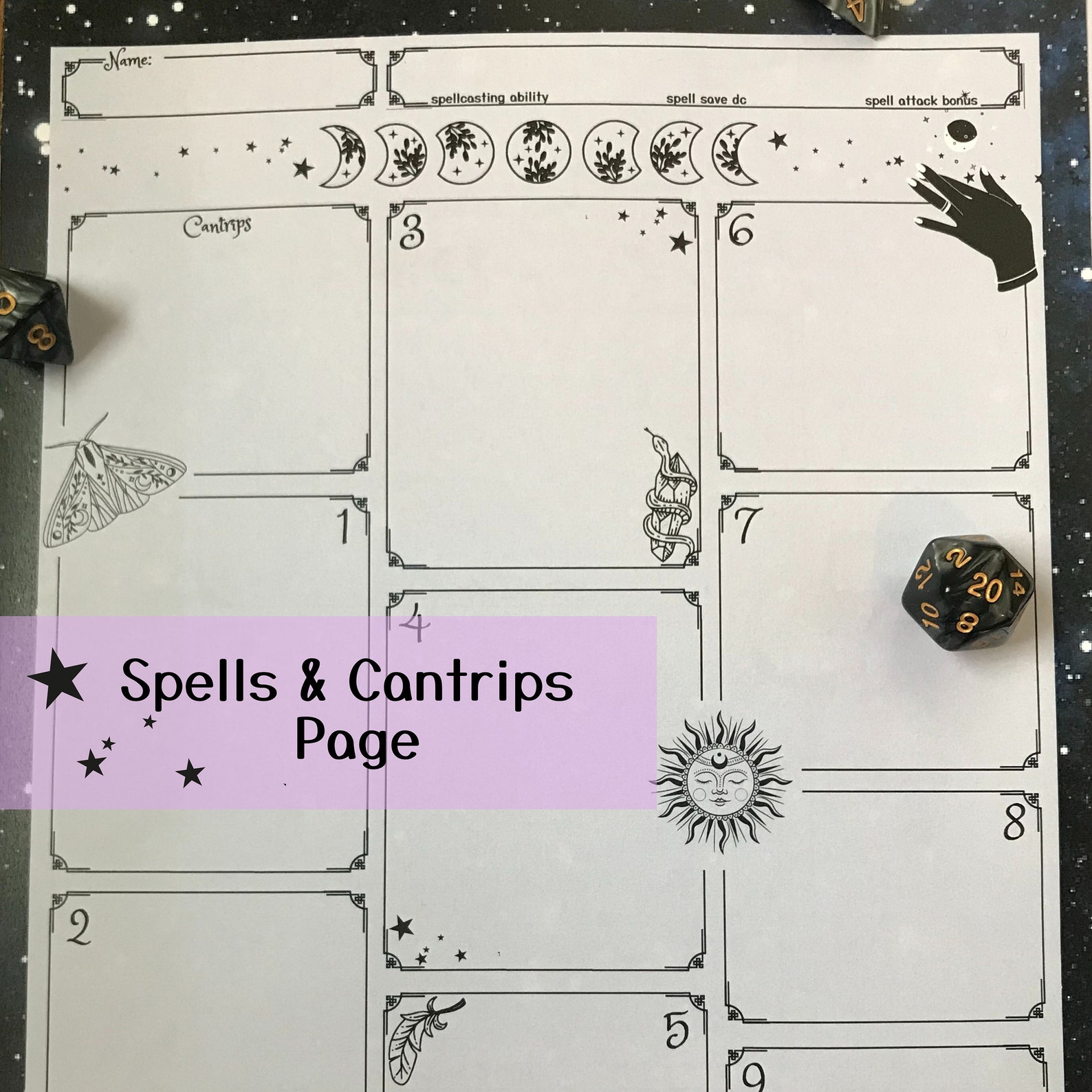 DND Celestial Character Sheet PDF Printable and Editable - Etsy