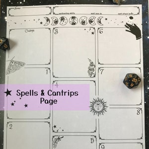 DND Celestial Character Sheet - PDF Printable and Editable Page - Etsy