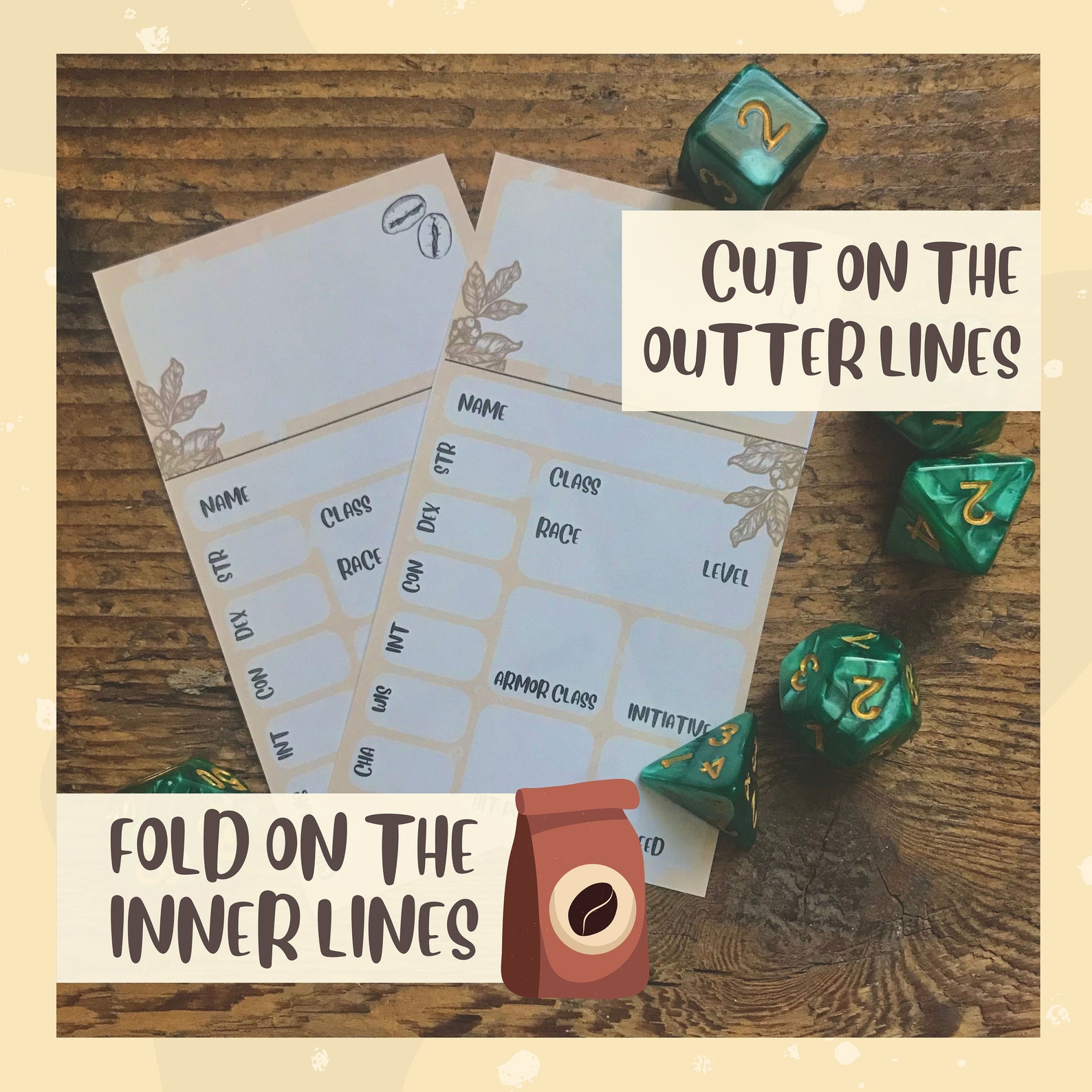 DND Coffee Initiative Tags Combat Order Guide PDF File Printable and ...