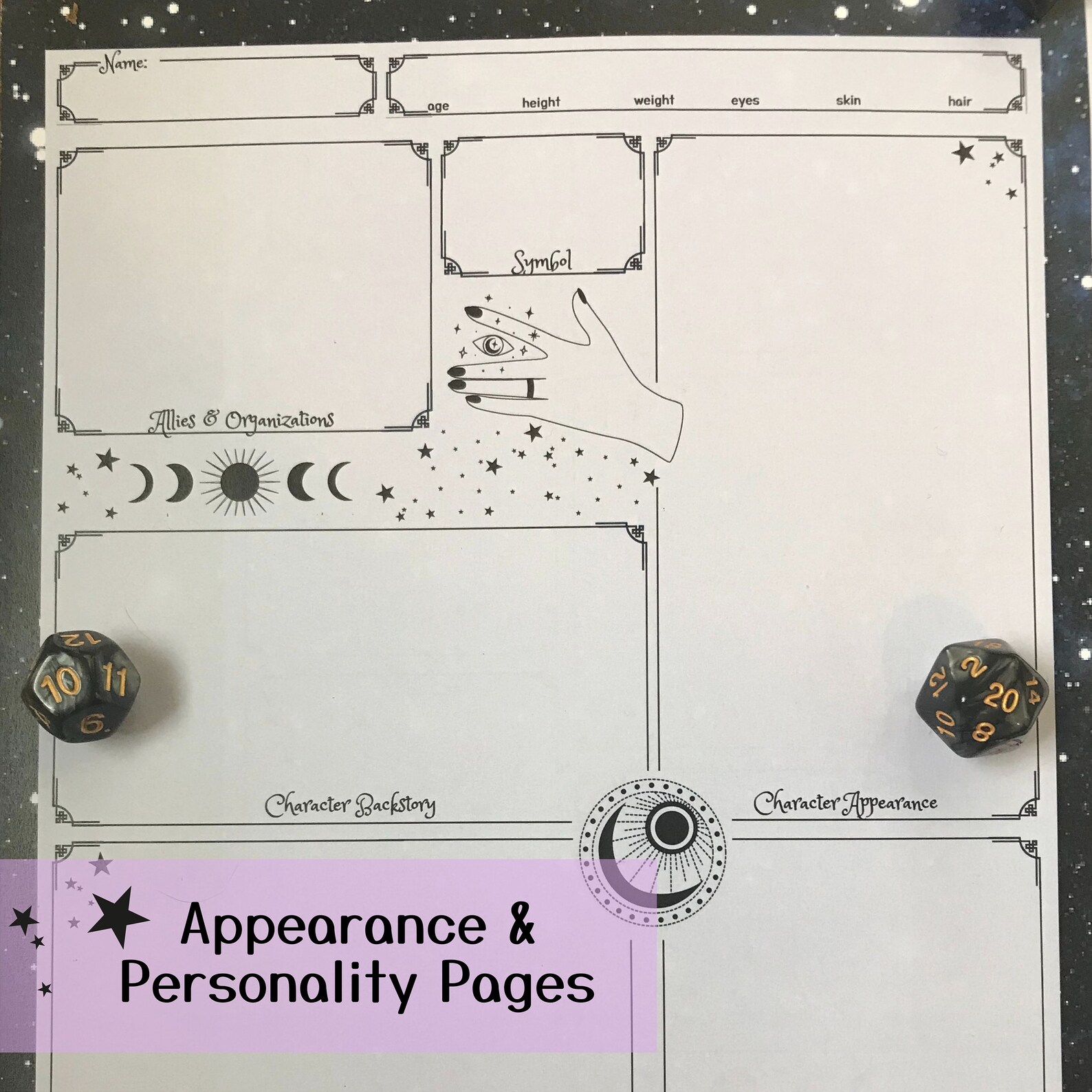 DND Celestial Character Sheet - PDF Printable and Editable Page - Etsy