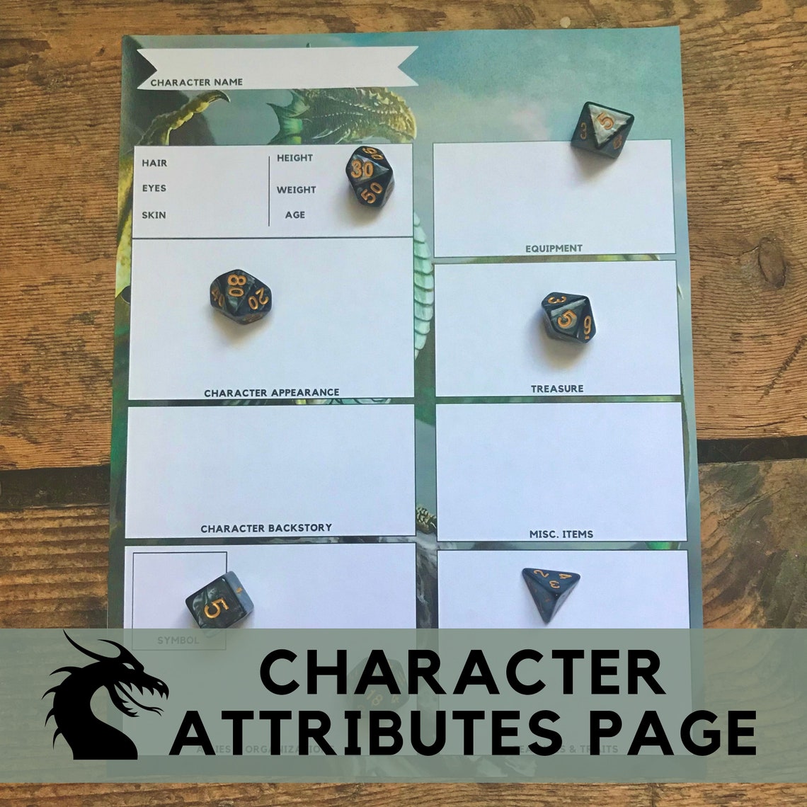 DND Dragon Character Sheet - PDF Printable File - Etsy