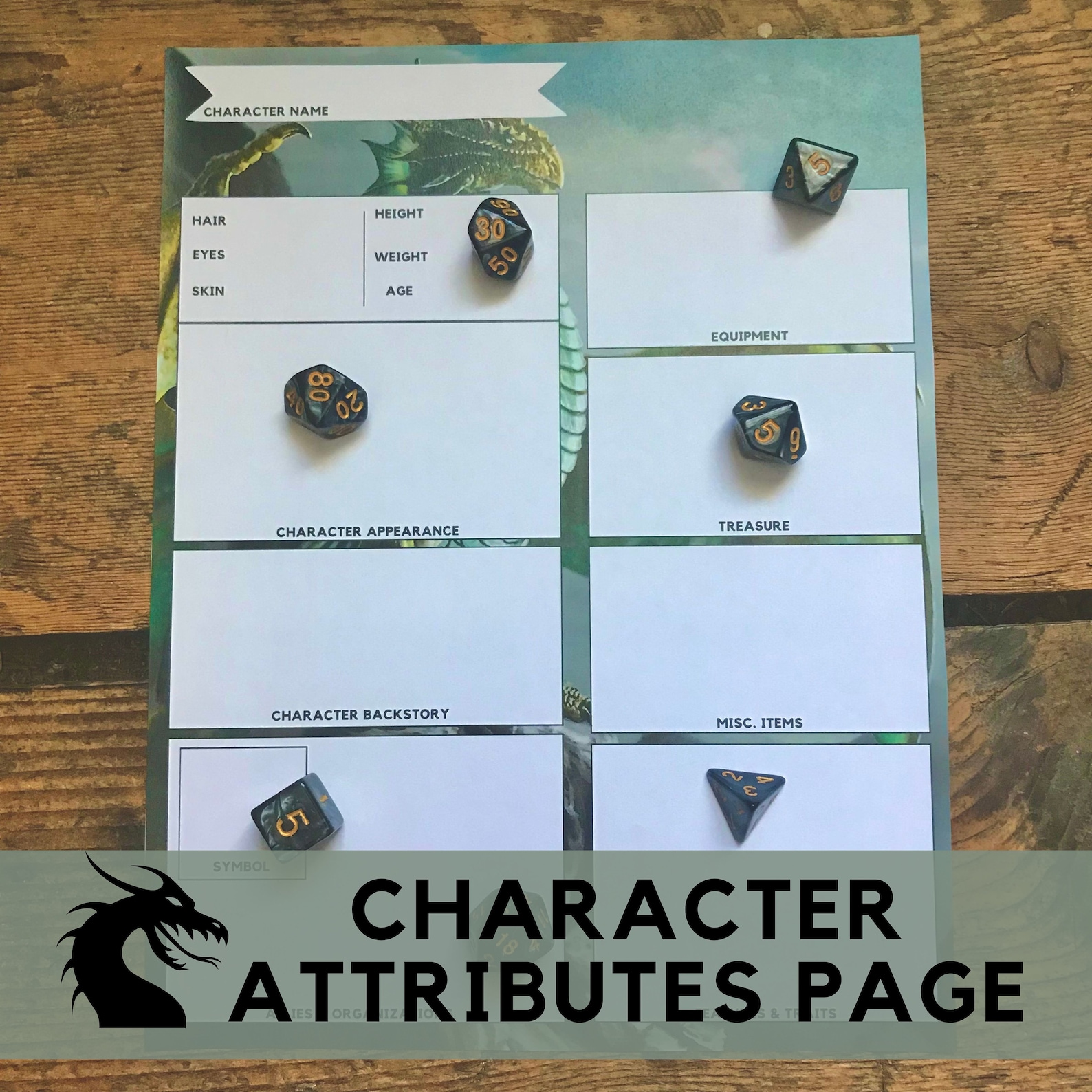 DND Dragon Character Sheet - PDF Printable File - Etsy