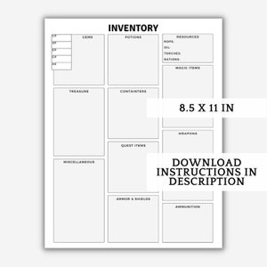 DND Extended Inventory Page - PDF File Printable - Etsy