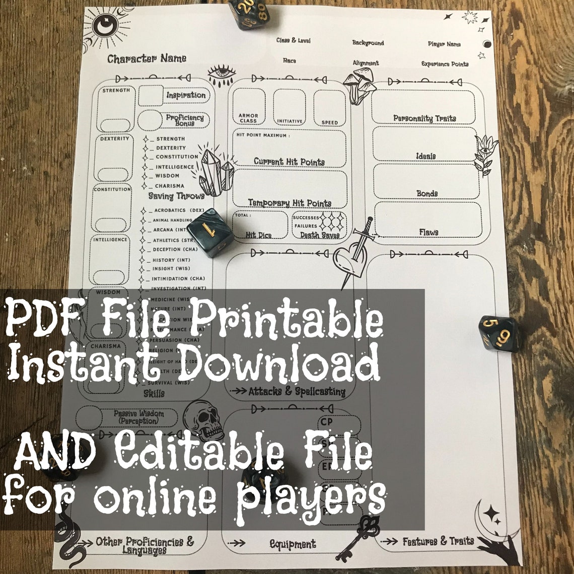 DND Wicked Witch Character Sheet PDF Printable AND Editable - Etsy