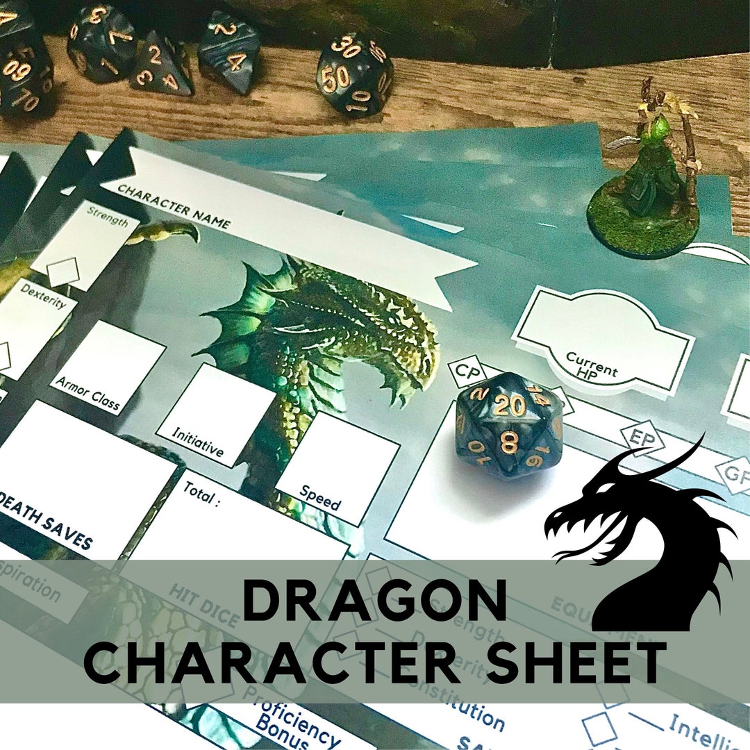 DND Dragon Character Sheet - PDF Printable File - Etsy