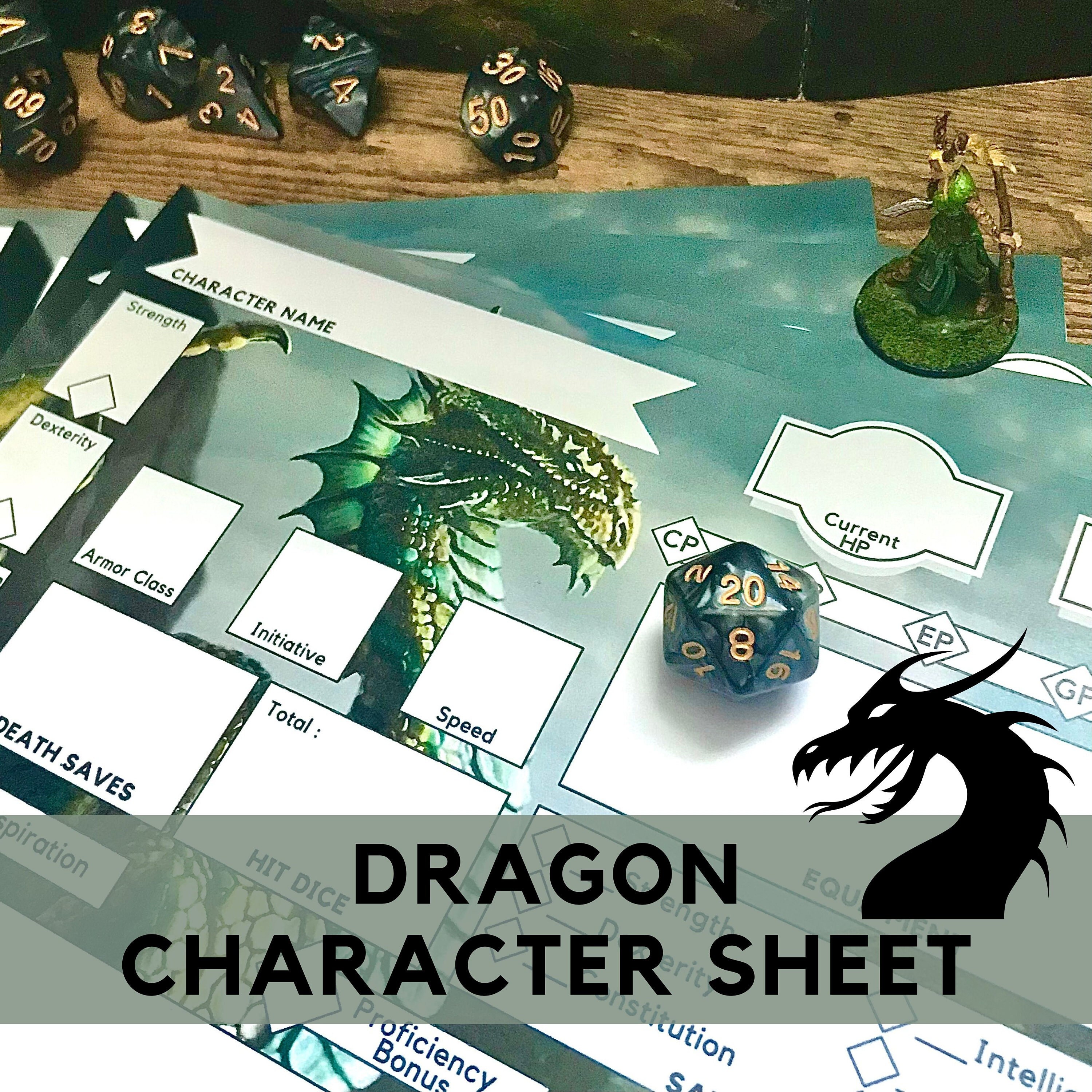 DND Dragon Character Sheet - PDF Printable File - Etsy