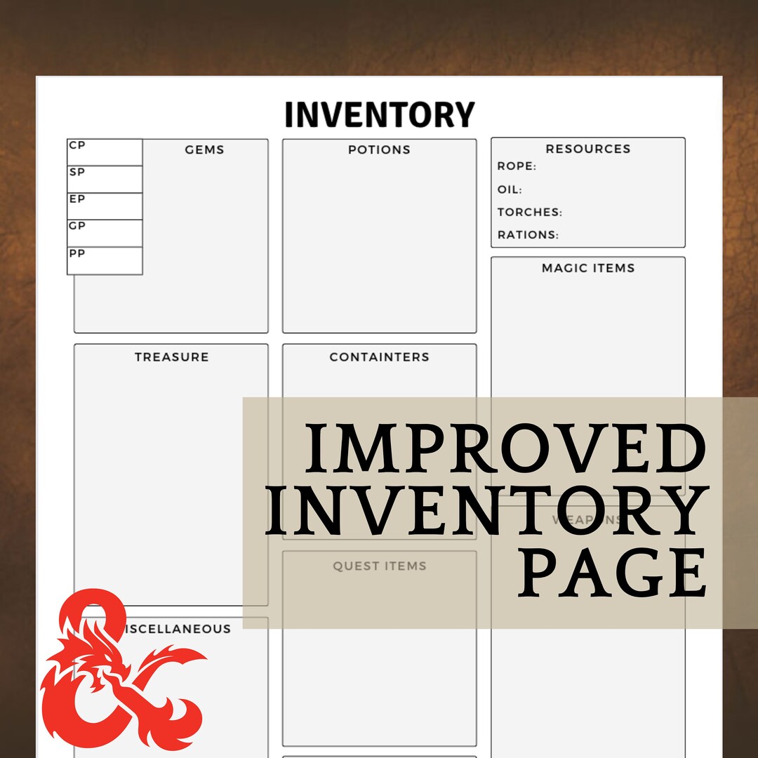 DND Extended Inventory Page - PDF File Printable - Etsy