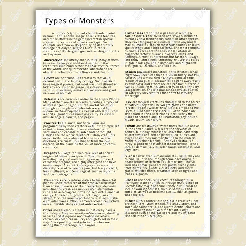 DND Monster Guide - for New Players (or the Easily Confused) - PDF ...