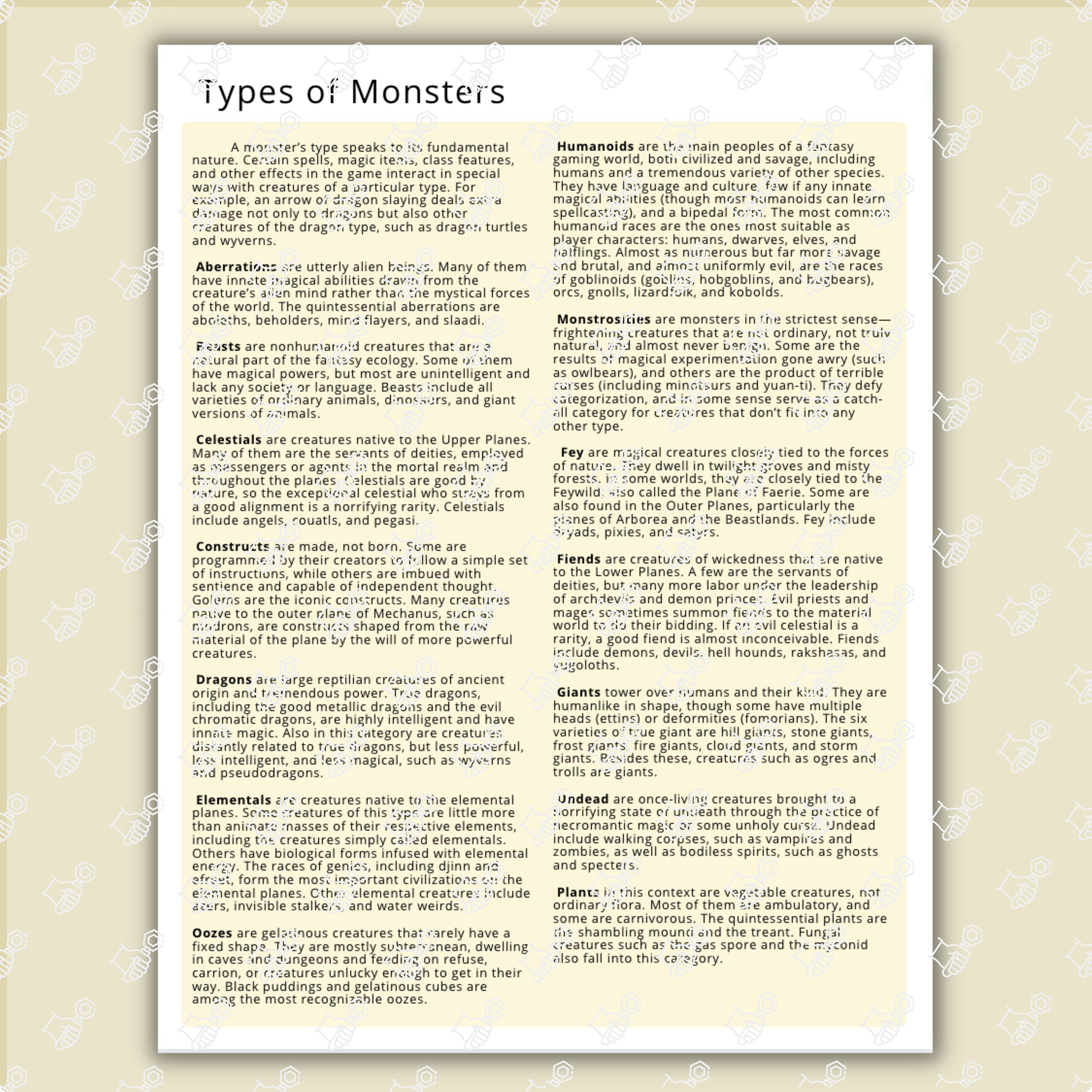 DND Monster Guide - for New Players (or the Easily Confused) - PDF ...