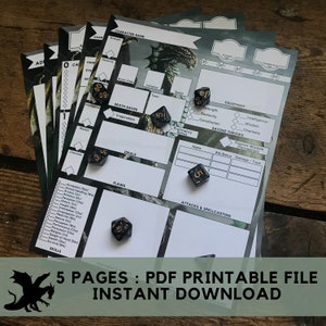 DND Dragon Character Sheet - PDF Printable File - Etsy