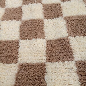 Checkered Rug Dark Beige, Moroccan Handmade Checker Rugs Runner ...