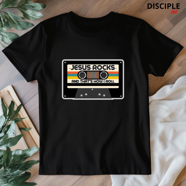 Jesus Rocks Retro Cassette PNG | Christian Music Shirt Design | That's ...
