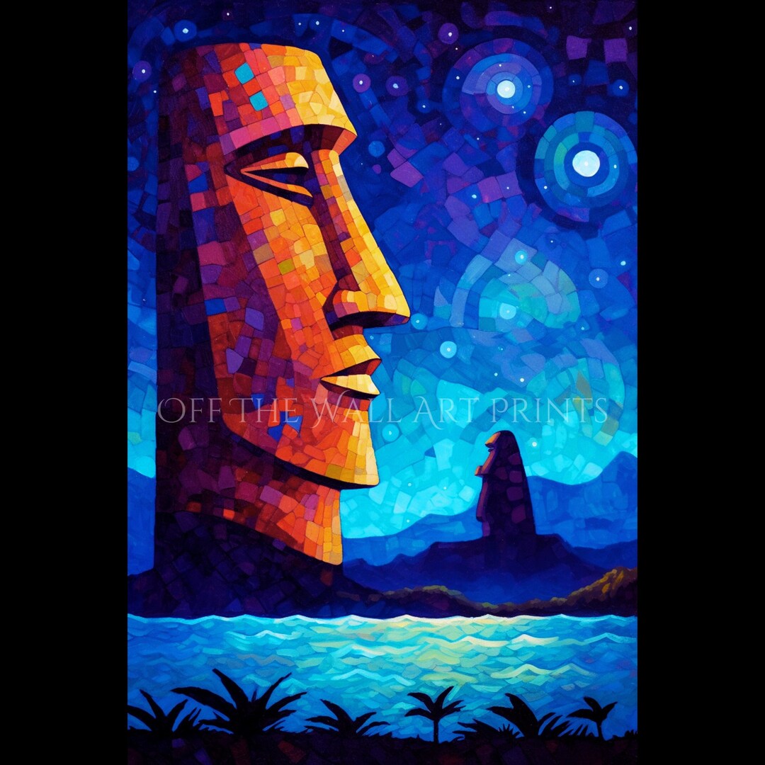 Moai Moai Art Mosaic Art Mosaic Wall Art Printable Wall - Etsy