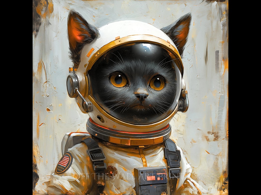 Space Cat, Cat Art, Cat Art Print, Printable Wall Art, AI Art, AI Artwork, Anthropomorphic ...