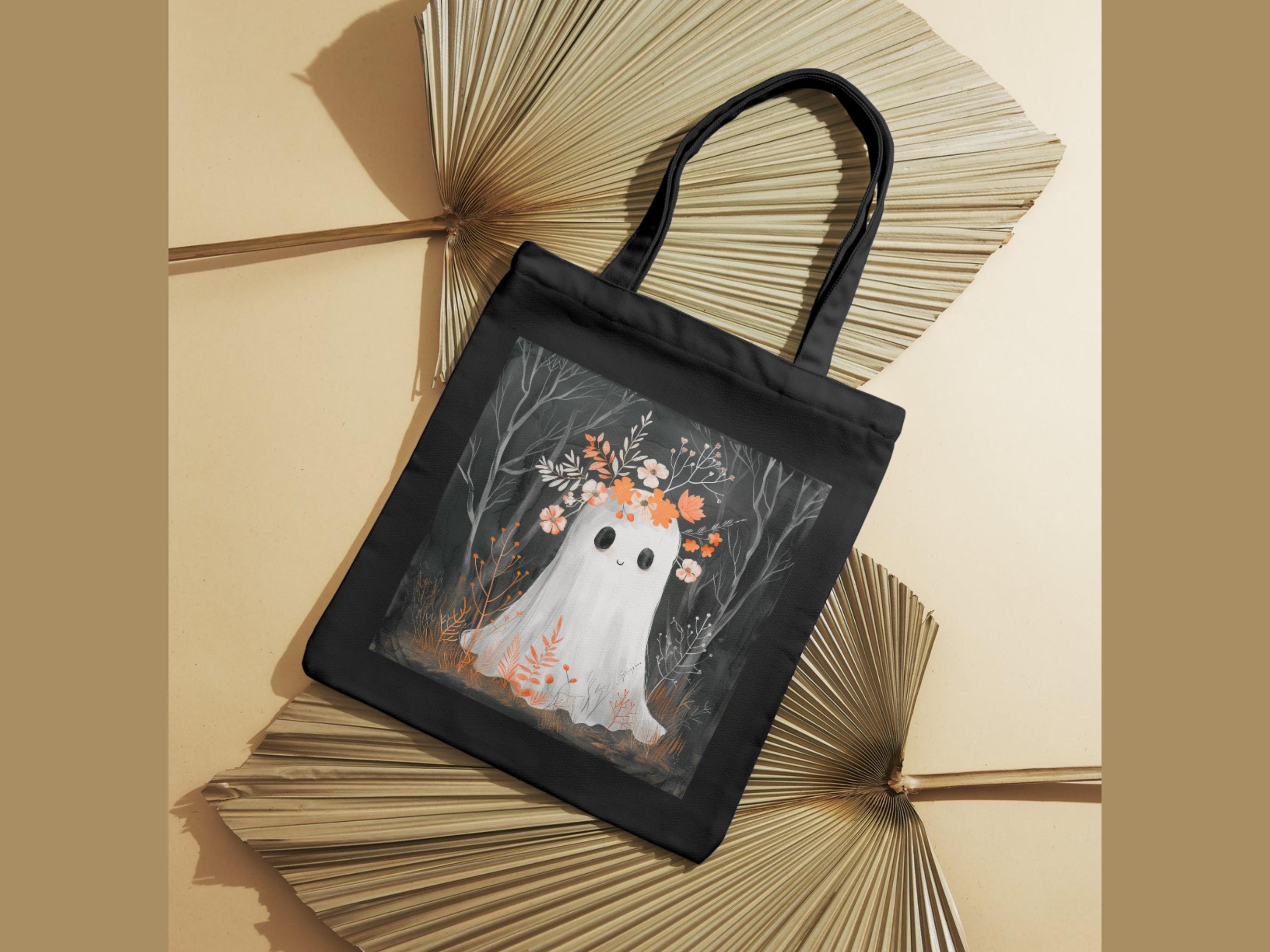 Ghost Art Print, Boho Flower Ghost, Halloween Art Print, Printable Wall ...