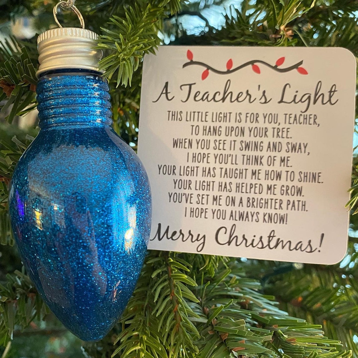 A Teachers Light, Light Bulb Gift Ornament, 4 Inch Plastic Light Bulb ...