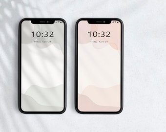 Boho Neutral Aesthetic Phone Wallpaper Home Screen Background Digital ...