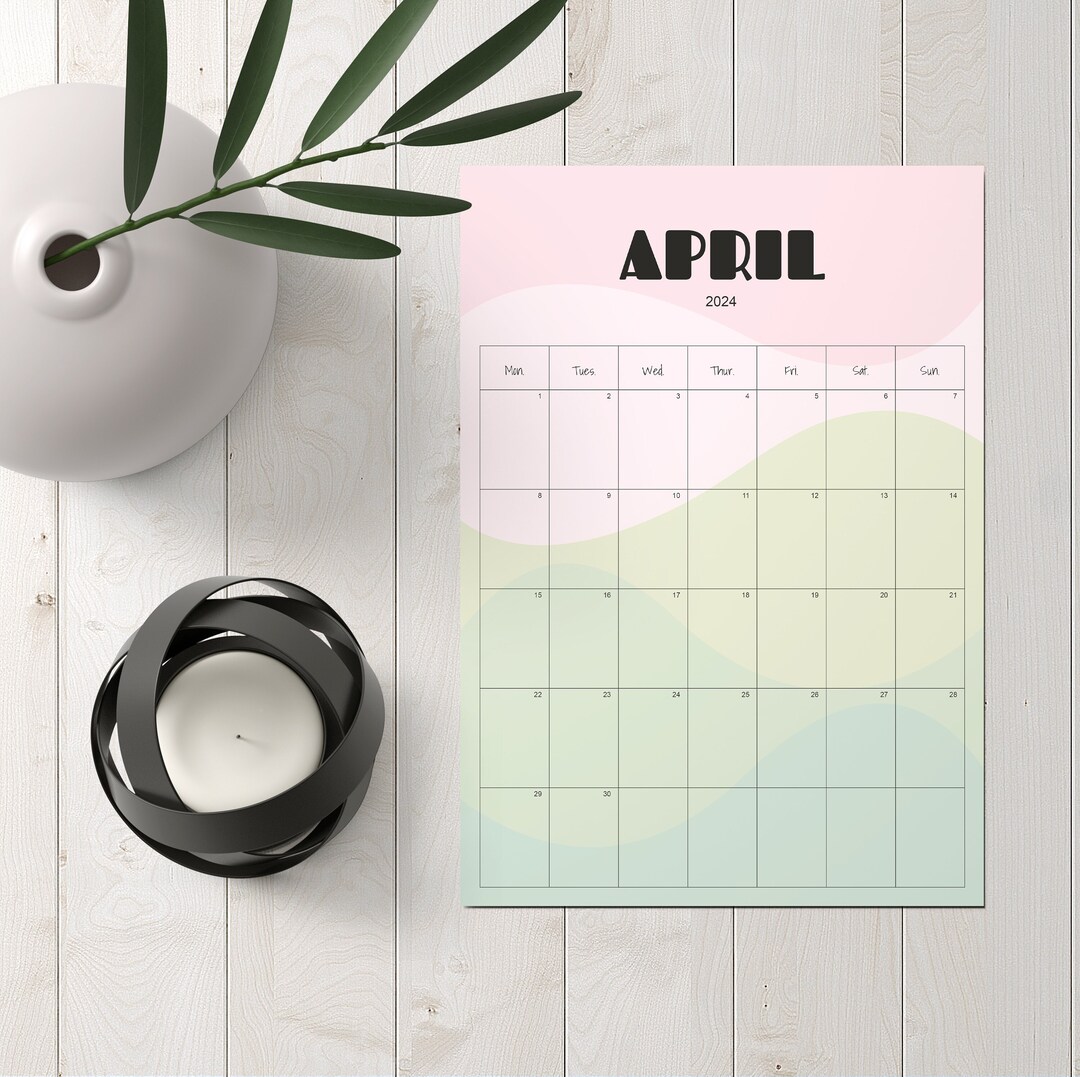 2024 Printable Calendar | Minimalist Monthly Calendar 2024 | Pastel ...