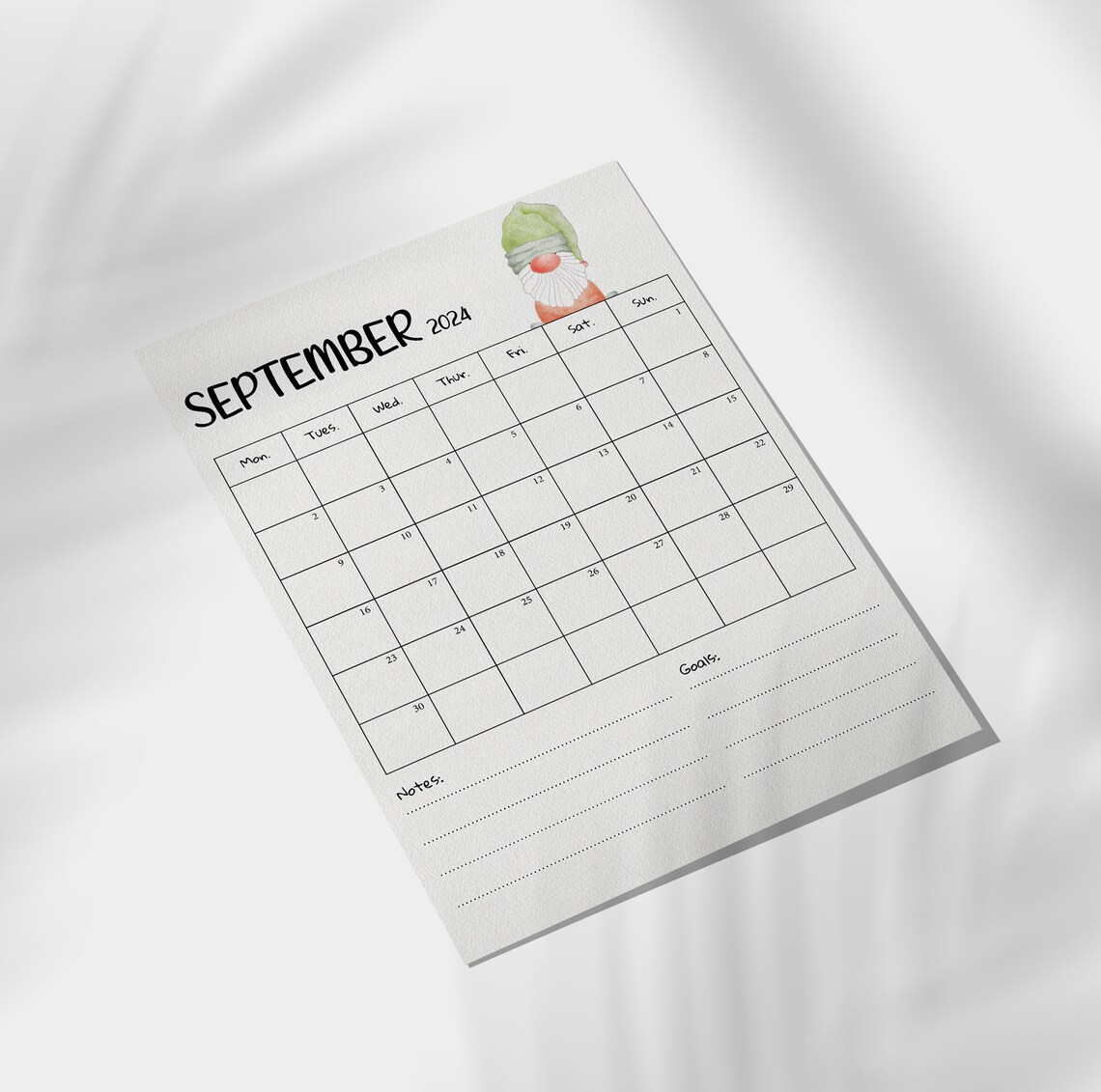 2024 Printable Calendar, Cute Gnomes Calendar, Water Color Design 2024 ...