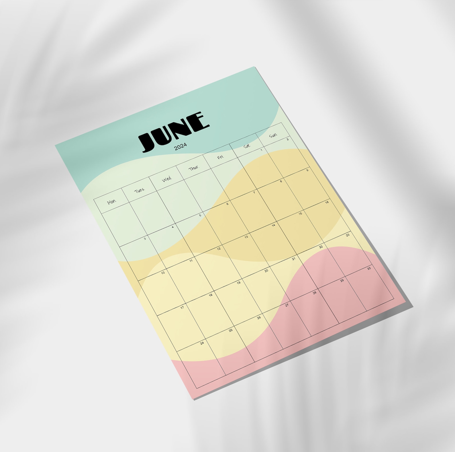 2024 Printable Calendar | Minimalist Monthly Calendar 2024 | Pastel ...