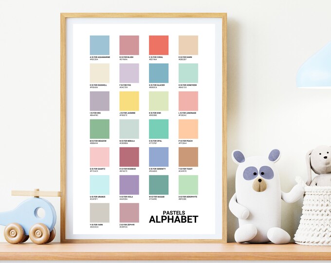 Pastel Colors Alphabet Print | Pantone Print | Boho Nursery Wall Art ...
