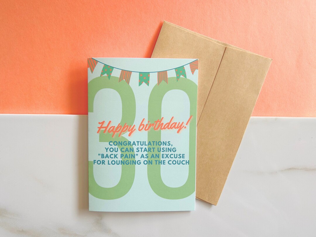 30th Birthday Card Back Pain Card Funny Birthday Card 30 Birthday Gift ...