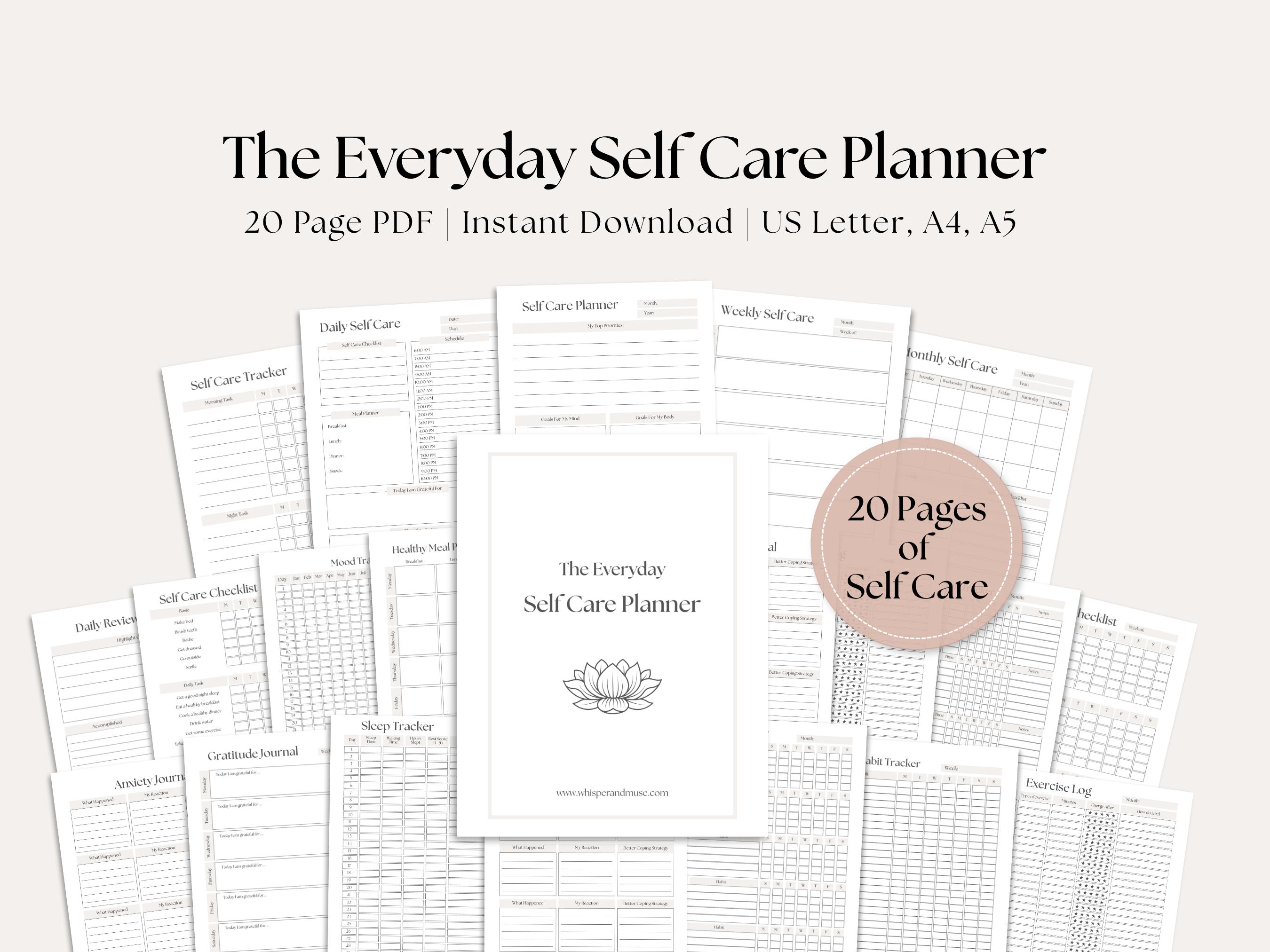 Self Care Planner Printable: Mindfulness Workbook, Mood Tracker (A4, A5 ...