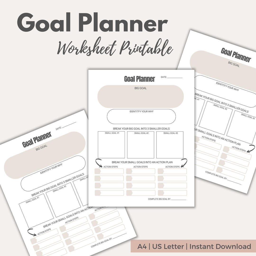 Goal Planner Worksheet - Etsy