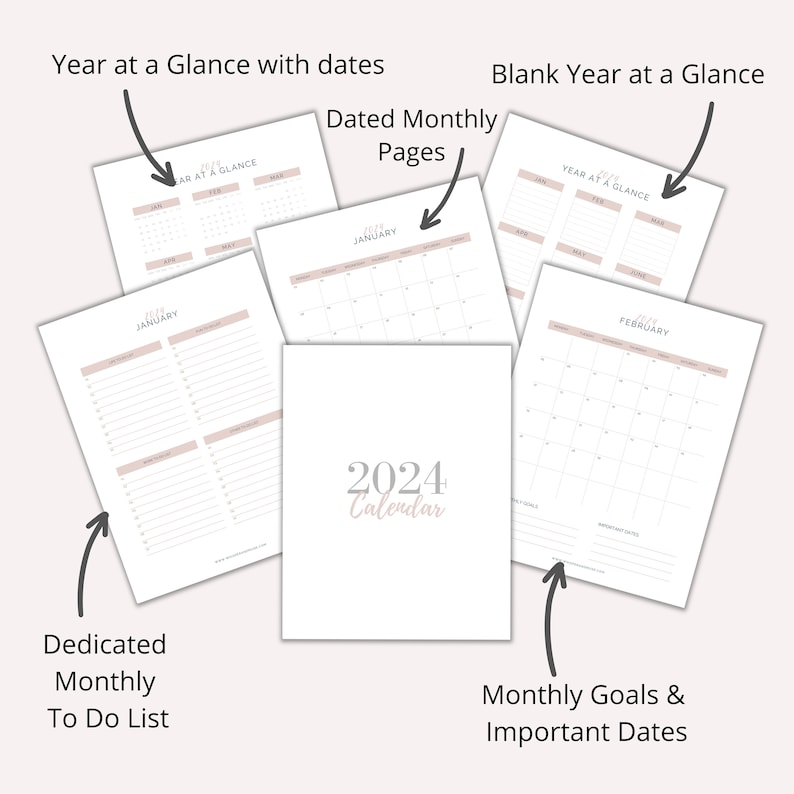 Printable Calendar 2024 Sunday Start Monday Start Letter, A5 Dated ...