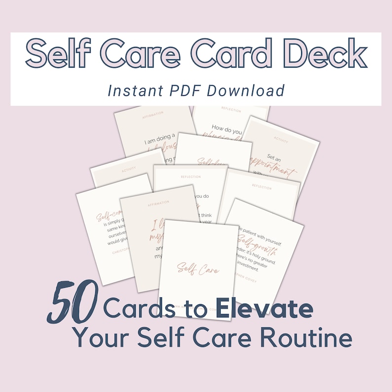 Self Care Card Deck: 50 Printable Affirmation & Journal Prompts ...