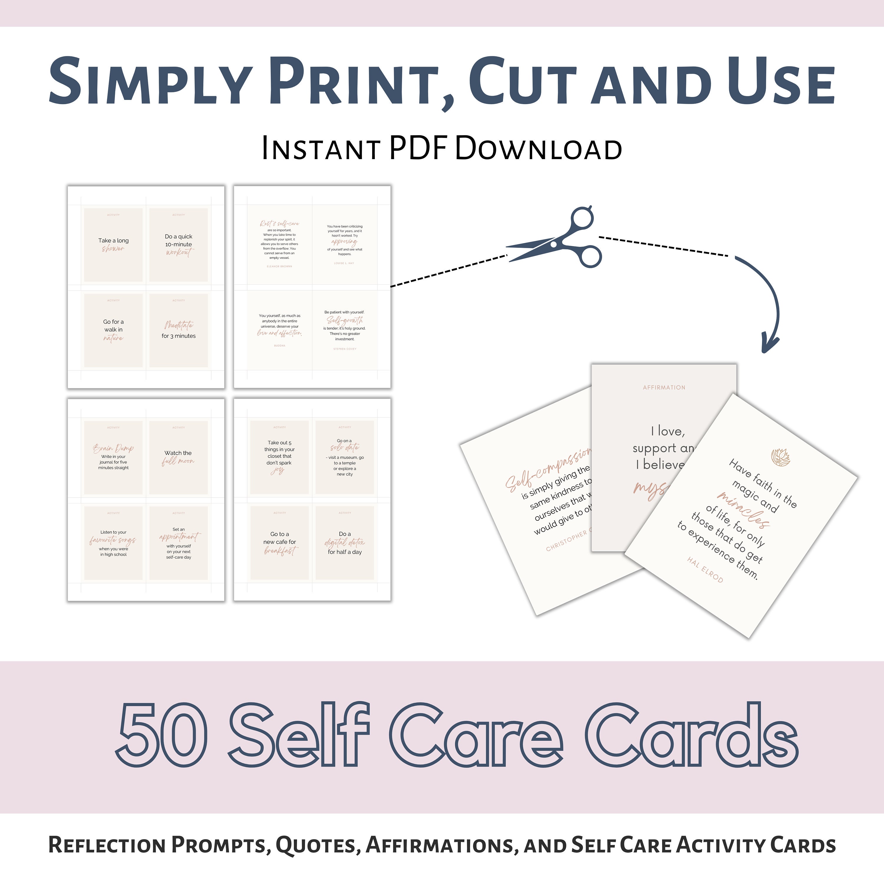 Self Care Card Deck, Affirmation Quotes, Journal Prompts, Manifesting ...