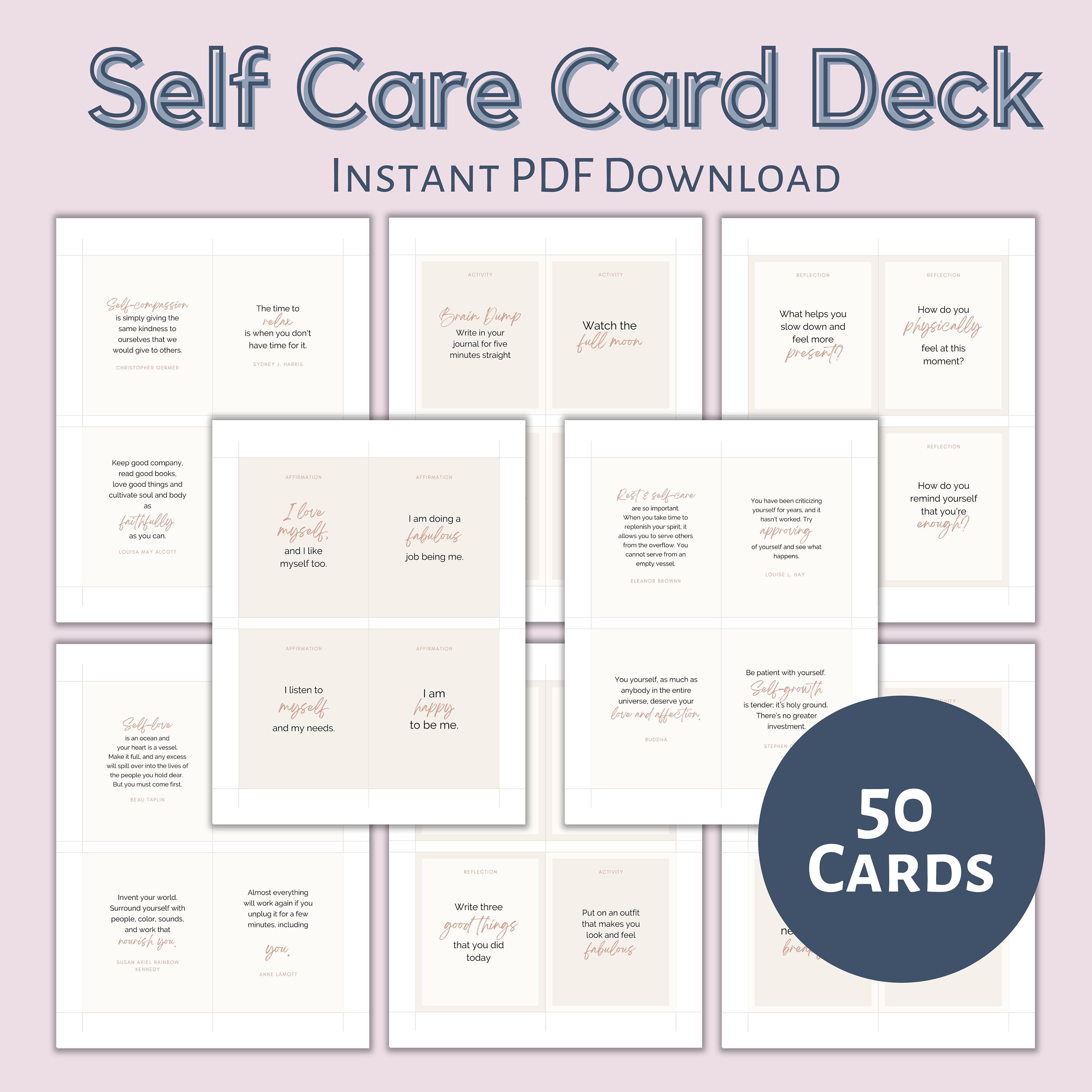 Self Care Card Deck, Affirmation Quotes, Journal Prompts, Manifesting ...