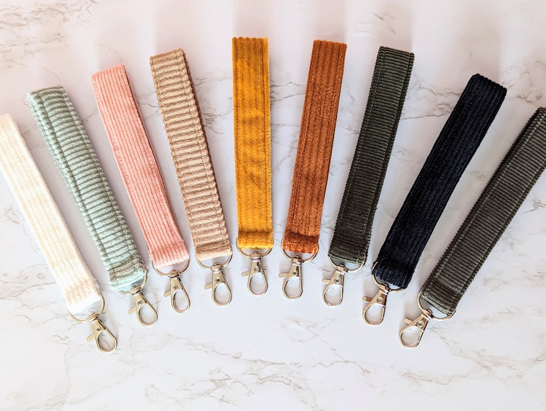 Corduroy Key Fob. Keychain Wristlet. Short Wrist Lanyard Strap With ...