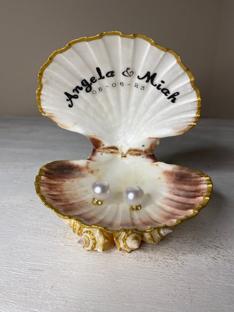 Personalized Ring Bearer Box Wedding Ceremony - Seashell Ring Box ...