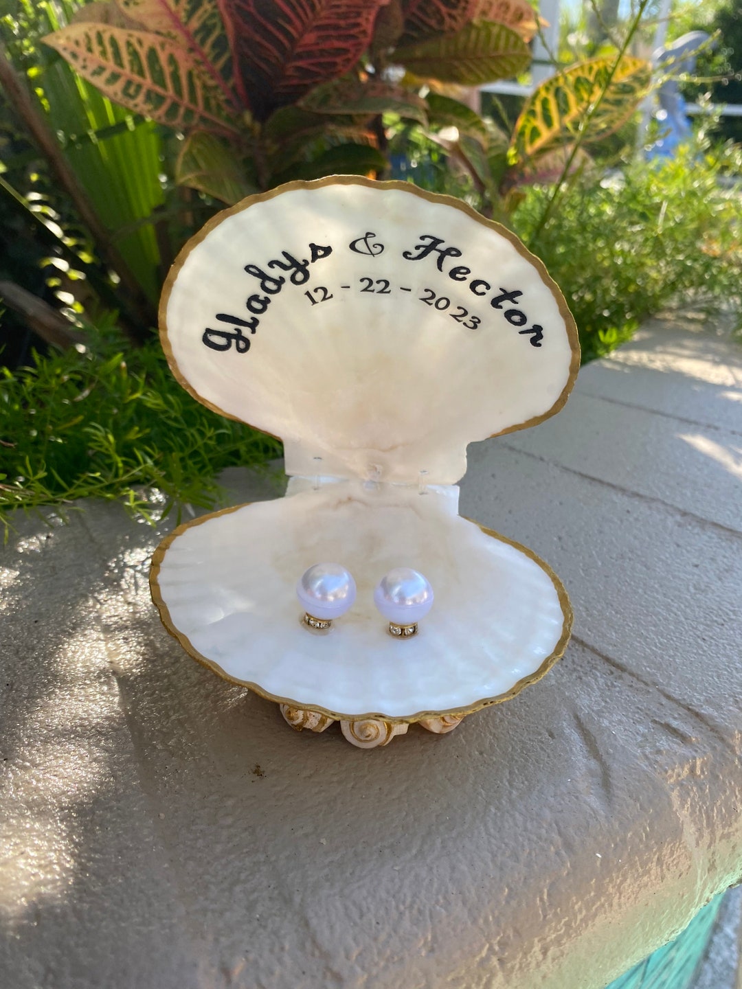 Personalized Ring Bearer Box Wedding Ceremony - Seashell Ring Box ...