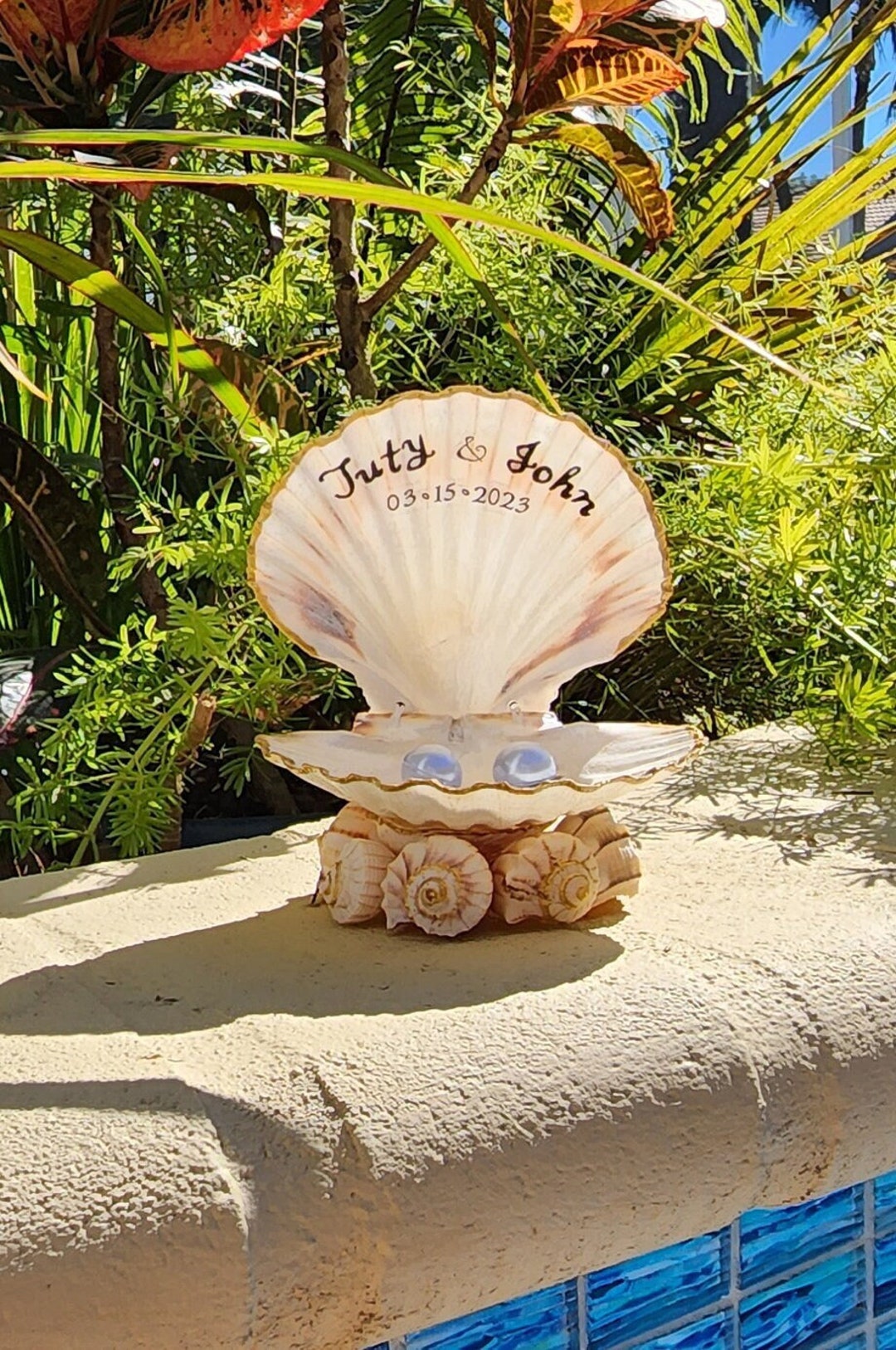 Personalized Ring Bearer Box Wedding Ceremony Seashell Ring Box Shell ...
