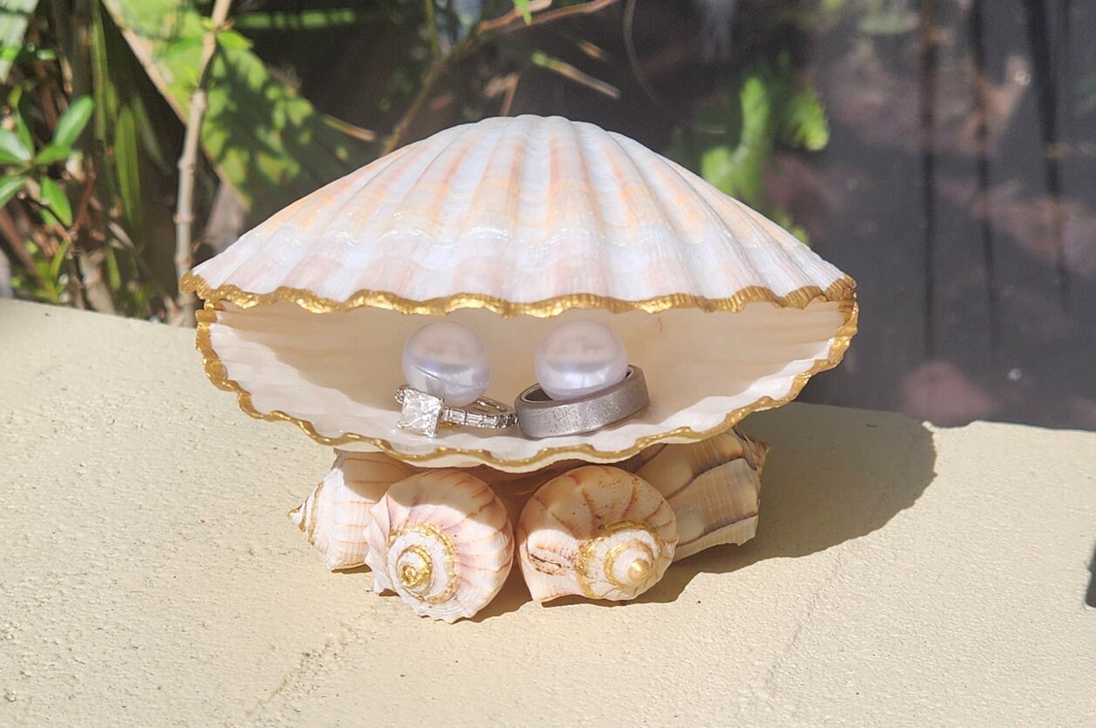 Personalized Ring Bearer Box Wedding Ceremony Seashell Ring Box Shell ...