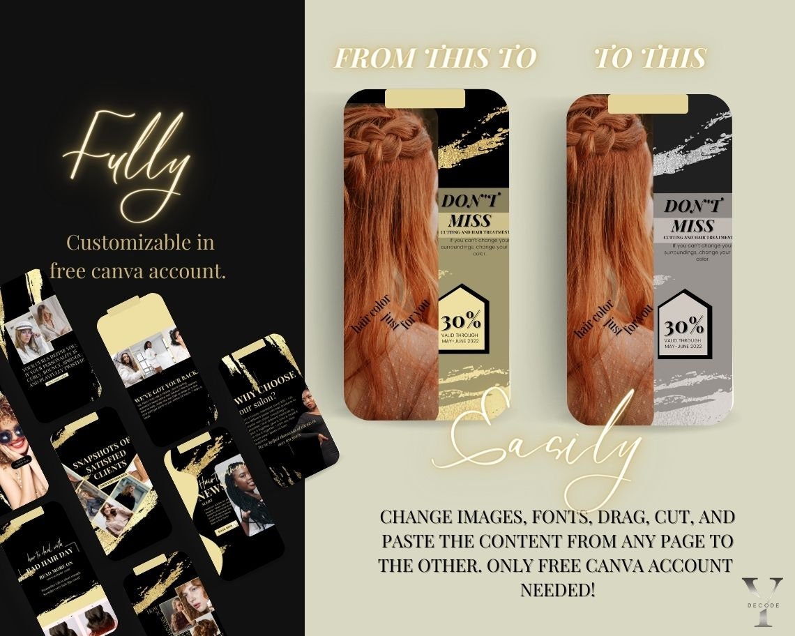 Hairstylist Instagram Templates Hair Salon Haircare Posts Hairdresser ...