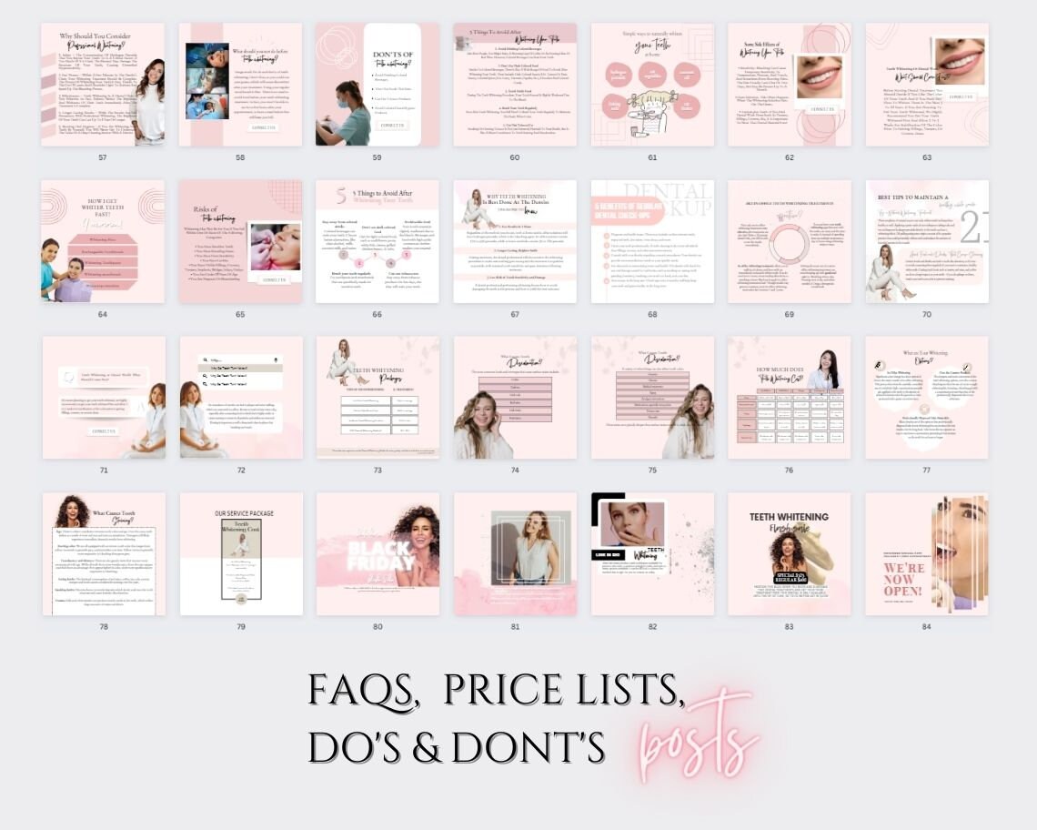 Teeth Whitening Instagram Post Templates Dentist Social Media - Etsy UK